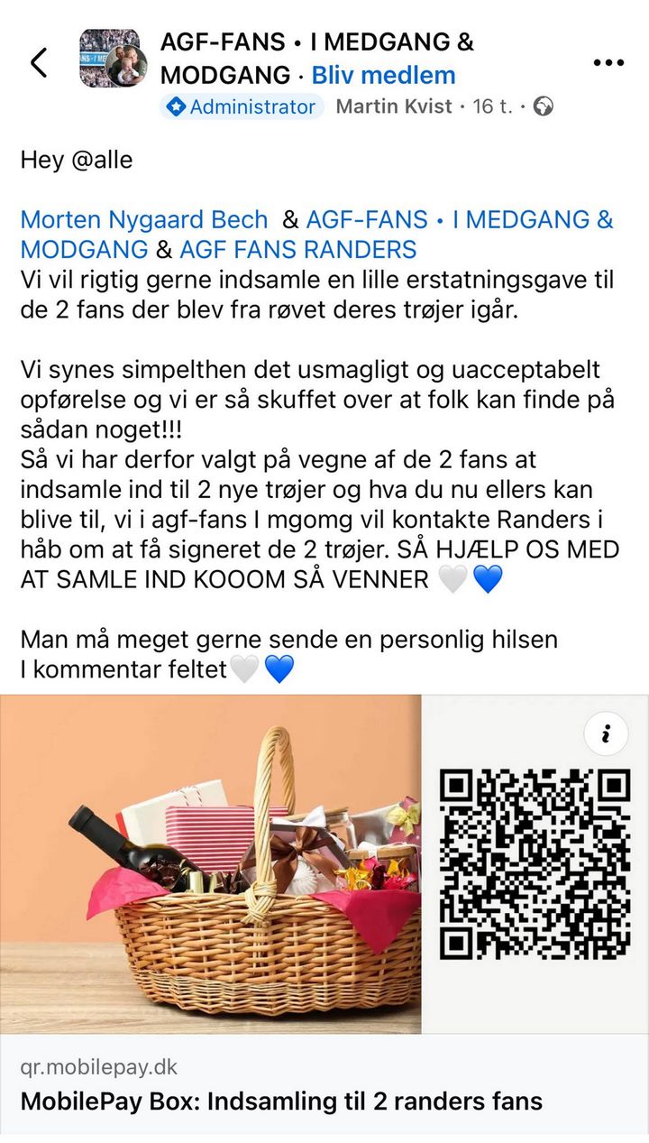 »Det hører ikke hjemme«: AGF-fans samler ind til bestjålne Randers-fans - Jyllands-Posten